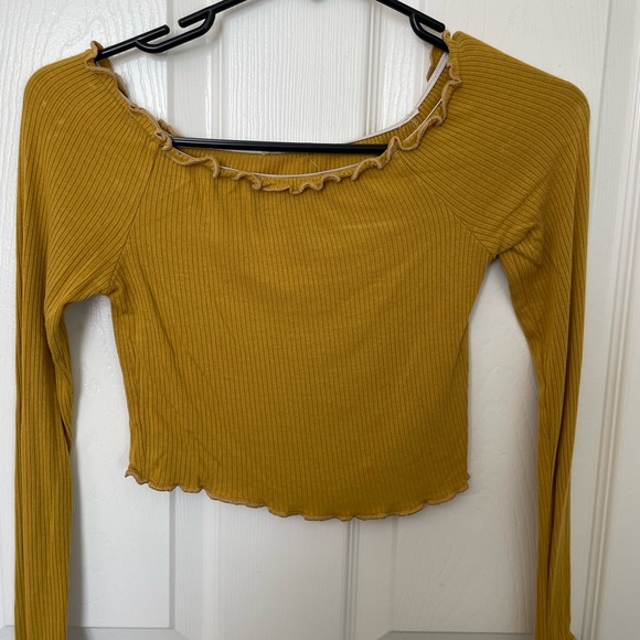 Tops | Yellow Long Sleeve Crop Top | Poshmark